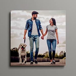 Woaiting Custom Canvas Prints Your Own Photos wall decor for men,boyfriend gift,Personalized Canvas Wall Art Frame Create Wedding, Baby, Pet, Family (White, 8x8)