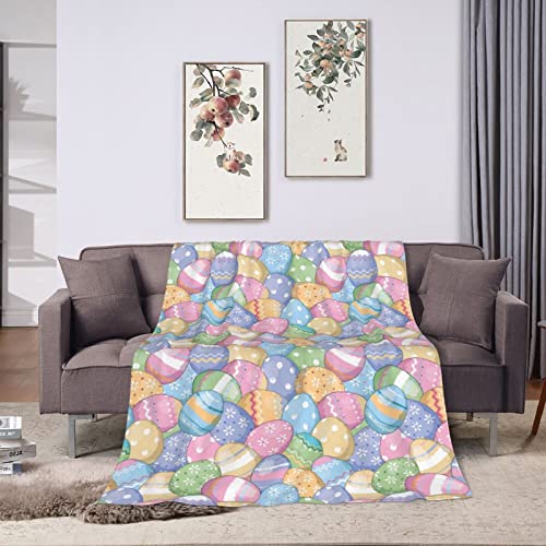 Easter Eggs Fleece Blanket Throw Blanket, Ultra-Soft Cozy Micro Fleece Blanket for Sofa, Couch, Bed, Camping, Travel, & Car Use-All Seasons Suitable 50"X40"