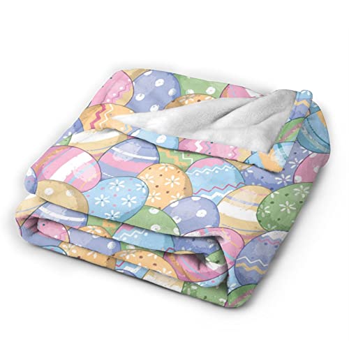 Easter Eggs Fleece Blanket Throw Blanket, Ultra-Soft Cozy Micro Fleece Blanket for Sofa, Couch, Bed, Camping, Travel, & Car Use-All Seasons Suitable 50"X40"