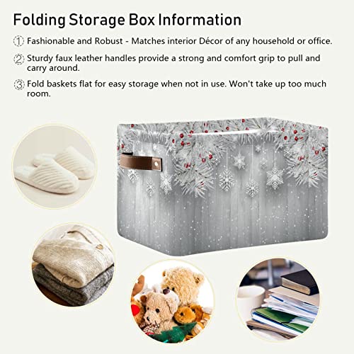 Bolaz Foldable Storage Basket, Cube Organizer Bins Silver Christmas Tree Snowflake Bag Dual Handles for Closet Shelf Christmas 4 one size x1