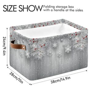 Bolaz Foldable Storage Basket, Cube Organizer Bins Silver Christmas Tree Snowflake Bag Dual Handles for Closet Shelf Christmas 4 one size x1