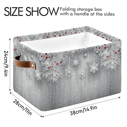 Bolaz Foldable Storage Basket, Cube Organizer Bins Silver Christmas Tree Snowflake Bag Dual Handles for Closet Shelf Christmas 4 one size x1