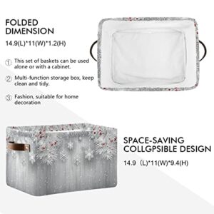 Bolaz Foldable Storage Basket, Cube Organizer Bins Silver Christmas Tree Snowflake Bag Dual Handles for Closet Shelf Christmas 4 one size x1