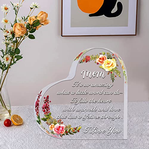 Mom Plaque, Gifts for Mom, Birthday and Mother's Day Gifts for Mom From Daughter and Son, I Love You Mom.