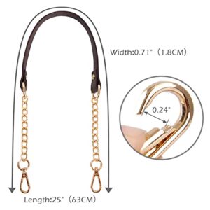 VanEnjoy 2PCS Microfiber Leather Purse Chain Handles Replacement for Shoulder Bag Handbag - 23.6x0.71(LxW) (Expresso-Gold Metal)