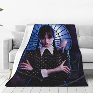 wednesday addams blanket soft flannel fleece throw, fluffy plush warm and cozy lightweight blanket for couch, living room, sofa 40″x30″