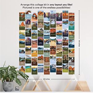 Pop Chart | National Parks Wall Collage Kit | 63 Pcs 4" x 6" Art Prints | Track Your Travels to Every US National Park With America the Beautiful Wall Decor | 100% Made in the USA