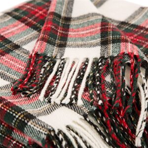 eUty Christmas 100% Acrylic Dress Stewart Tartan Plaid Throw Blanket with Fringe, 50 x 60 Inch