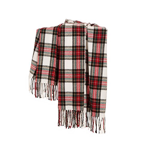 eUty Christmas 100% Acrylic Dress Stewart Tartan Plaid Throw Blanket with Fringe, 50 x 60 Inch