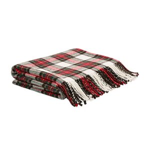 eUty Christmas 100% Acrylic Dress Stewart Tartan Plaid Throw Blanket with Fringe, 50 x 60 Inch