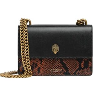 kurt geiger women’s shoreditch snake embossed black leather small crossbody shoulder bag