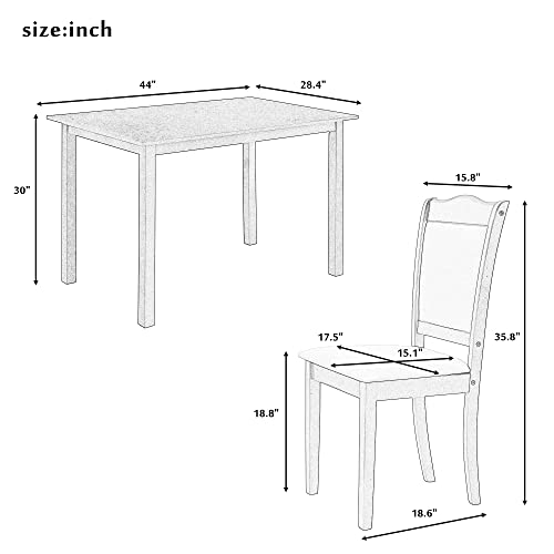 Lifeand 5-Piece Wooden, Simple Style Kitchen Dining Set Rectangular Table with Upholstered Chairs for Space (Espresso), 4