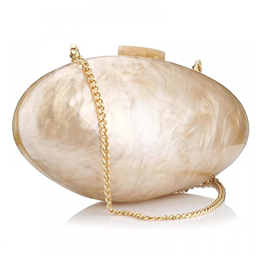 EROUGE Women Evening Pearl Bag Gold Acrylic Clutch Handbag for Evening Wedding Party (Gold)