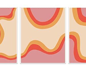 Preppy Aesthetic Abstract Wall Art - 8x10 Inches Unframed Set of 3 Pink And Orange Posters For Room Aesthetic – Wall Decor for Bedroom, Living Room - Cute Room Decor Things for Teen Girls - Mid Century Modern Decor - Eclectic Wall Decor, Preppy Room Decor