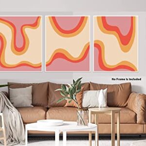 Preppy Aesthetic Abstract Wall Art - 8x10 Inches Unframed Set of 3 Pink And Orange Posters For Room Aesthetic – Wall Decor for Bedroom, Living Room - Cute Room Decor Things for Teen Girls - Mid Century Modern Decor - Eclectic Wall Decor, Preppy Room Decor