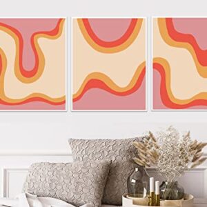 Preppy Aesthetic Abstract Wall Art - 8x10 Inches Unframed Set of 3 Pink And Orange Posters For Room Aesthetic – Wall Decor for Bedroom, Living Room - Cute Room Decor Things for Teen Girls - Mid Century Modern Decor - Eclectic Wall Decor, Preppy Room Decor