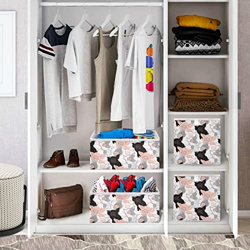 DOMIKING Pigs Branches Storage Bins for Gifts Foldable Cuboid Shelf Baskets with Sturdy Handle Nesting Baskets for Closet Shelves Bedroom