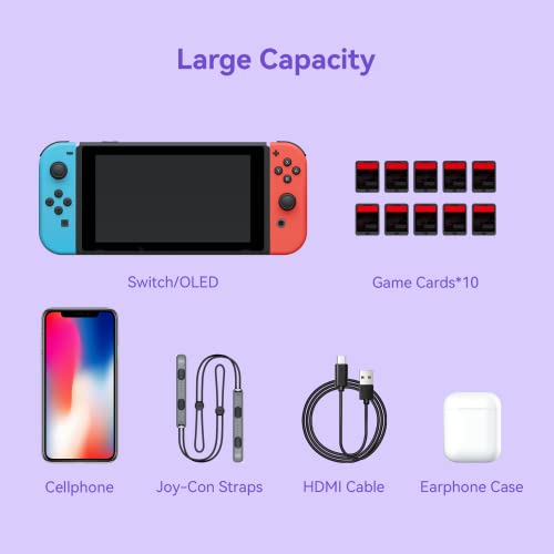 GeekShare Vintage Time Machine Carry Case Compatible with Nintendo Switch/Switch OLED - Portable Hardshell Large Capacity Travel Carrying Case fit Switch Console and Accessories(Purple)