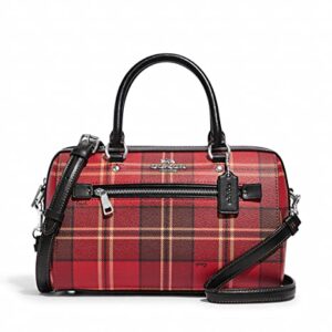 Coach Rowan Satchel, Crossgrain Leather, Red/Black Multi