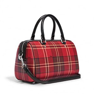 Coach Rowan Satchel, Crossgrain Leather, Red/Black Multi