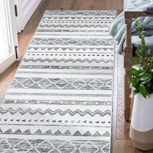 jinchan runner rug 2×5 area rug hallway boho kitchen rug moroccan floor cover bathroom rug geometric bohemian mat black foldable thin rug dimond non slip carpet for living room bedroom dining room