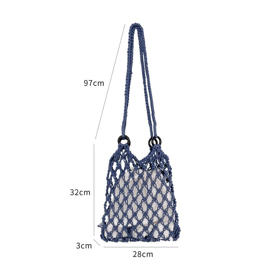 TKFDC Women Handbags Ladies Net Hollow Tote Bag Korean Female Woven Shoulder Bag Beach (Color : Black, Size : 32 * 28cm)