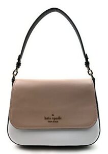 kate spade new york staci saffiano leather flap shoulder bag (warm beige)