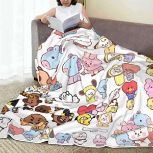 MULINSEN Kpop Blanket Cartoon Blanket Anime Ultra Soft Flannel Plush Throw Blanket Comfy Lightweight Blanket for Travelling Camping Living Room Sofa Bedroom Decor Gifts 50''x40''