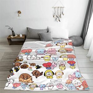 MULINSEN Kpop Blanket Cartoon Blanket Anime Ultra Soft Flannel Plush Throw Blanket Comfy Lightweight Blanket for Travelling Camping Living Room Sofa Bedroom Decor Gifts 50''x40''