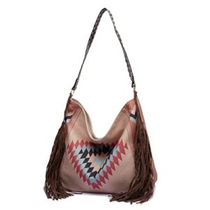 emprier women’s vintage canvas hobo handbags tassel tote purses large capacity shoulder bag ethnic travel handbags