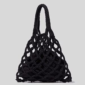 tkfdc designer braided crochet net bag women casual summer woven beach bucket tote bag purse (color : d, size : 22.5 * 26cm)