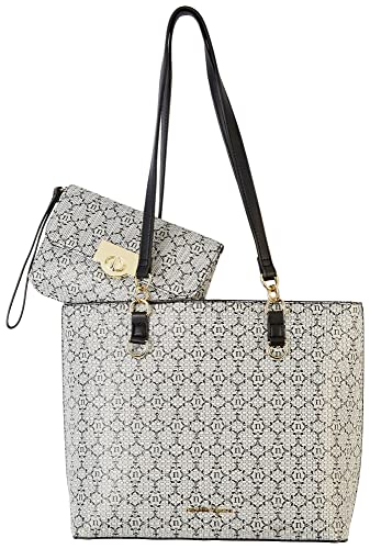 Nanette Lepore Lucrezia Logo Tote Shoulder Bag & Wristlet One Size Black/white