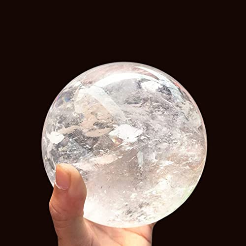 RALDMOV Natural Clear Quartz Crystal Ball,White Crystal Sphere Healing Crystal Ball Home Decor Prosperous Love Invite Wealth + Pedestal