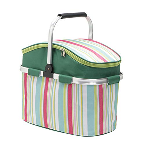 LIOOBO 26l Large Picnic Basket: Camping Grocery Bags, Insulated Baskets, Portable Picnic Basket, Canvas Leak-Proof Travel Cooler Tote 1pc