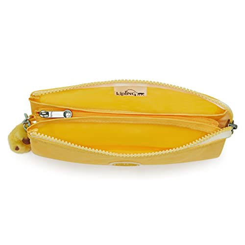 Kipling Women’s Creativity Extra Large Wristlet, Versatile Cosmetics Kit, Lightweight Nylon Travel Organizer, Sunflower Yellow