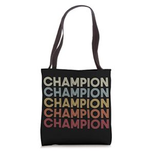 champion new york champion ny retro vintage text tote bag