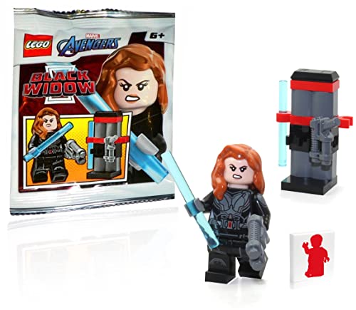 LEGO Marvel Super Heroes Avengers Tower Battle Minifigure - Black Widow (Printed Arms) with Weapons Stand