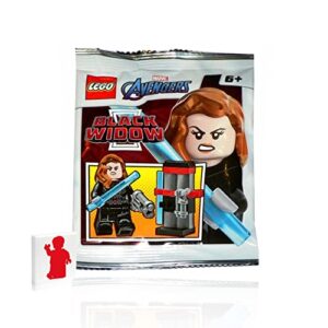 LEGO Marvel Super Heroes Avengers Tower Battle Minifigure - Black Widow (Printed Arms) with Weapons Stand