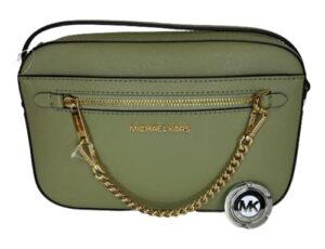 michael kors jet set large crossbody bundled purse hook (light sage)