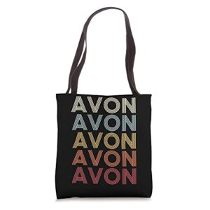 avon new york avon ny retro vintage text tote bag