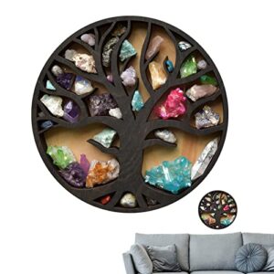 Crystal Stone Display Rack,Crystal Display Shelf Wall Placement Racks for Home | Engraved Tree Holder Shelf for Essential Oils, Statues, Stones Generic