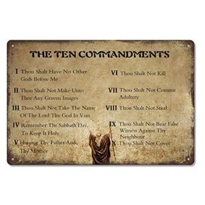 vintage ten commandments wall decor,antique bible verse christian sign,10 commandments wall art for bedroom living room,inspirational motivational quotes metal tin sign – 8 x 12 inch