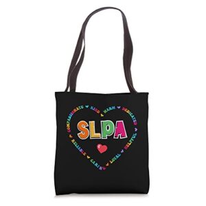 speech language pathologist assistant slpa therapy pathology tote bag