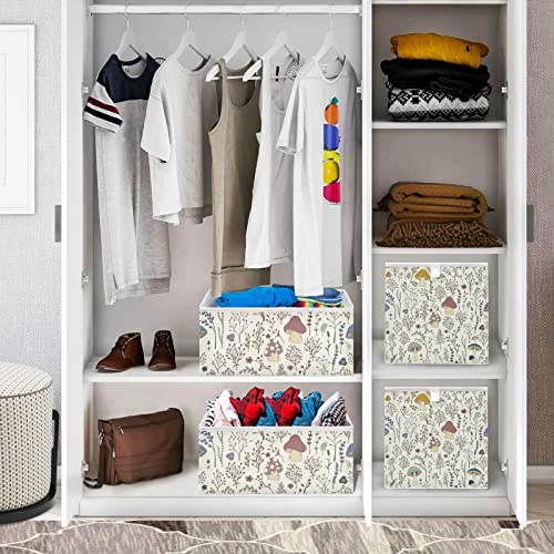 Kigai Mushroom Cube Storage Bin Collapsible Nursery Storage Toys Box Bin for Home Closet Shelf Office Bedroom, 11 x 11 x 11 Inch