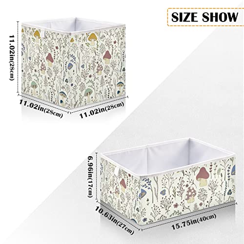 Kigai Mushroom Cube Storage Bin Collapsible Nursery Storage Toys Box Bin for Home Closet Shelf Office Bedroom, 11 x 11 x 11 Inch