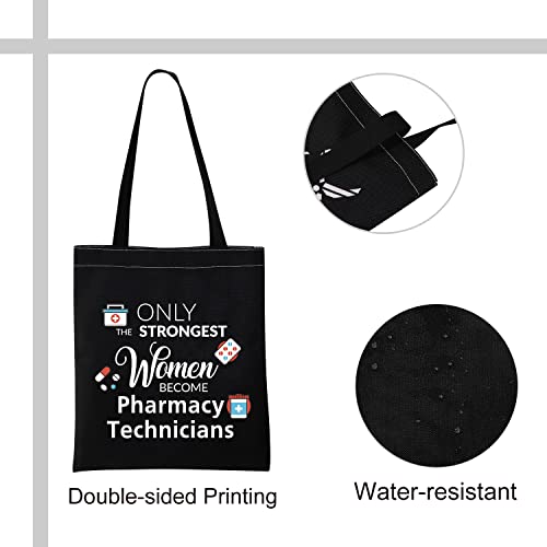 VAMSII Pharmacy Technician Tote Bag Pharmacy Tech Gifts for Women Pharmacy Technician Appreciation Gifts Shoulder Bag (Black Tote)