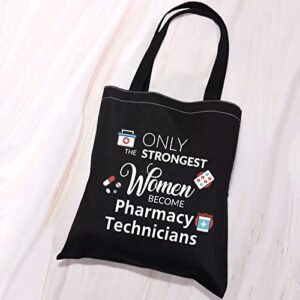 VAMSII Pharmacy Technician Tote Bag Pharmacy Tech Gifts for Women Pharmacy Technician Appreciation Gifts Shoulder Bag (Black Tote)