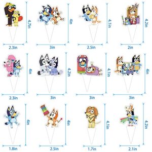 LIT-DAWN 25PCS Blue Dog Cake Cupcake Topper Decorations Cartoon Dog Happy Birthday Party Supplies for Kids Party Favors