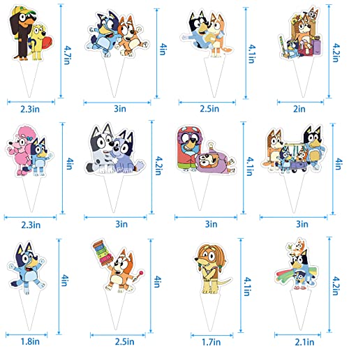 LIT-DAWN 25PCS Blue Dog Cake Cupcake Topper Decorations Cartoon Dog Happy Birthday Party Supplies for Kids Party Favors