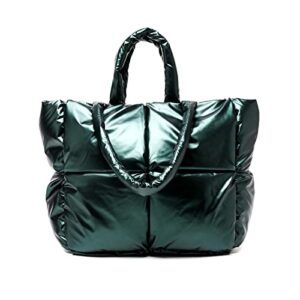 daatuang puffer tote bag with zipper green puffer shoulder bag trendy puffer quilted handbag puffer bags for women luxury puffer bags great gift green puffer quilted handbag anthropologie puffer tote